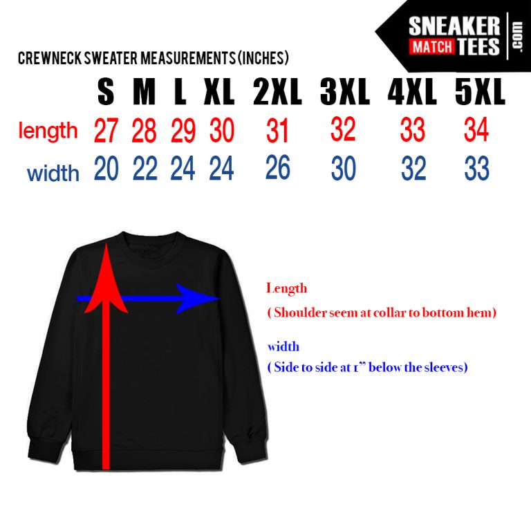 Streetwear T shirt Size Chart - Sneakermatchtees.com