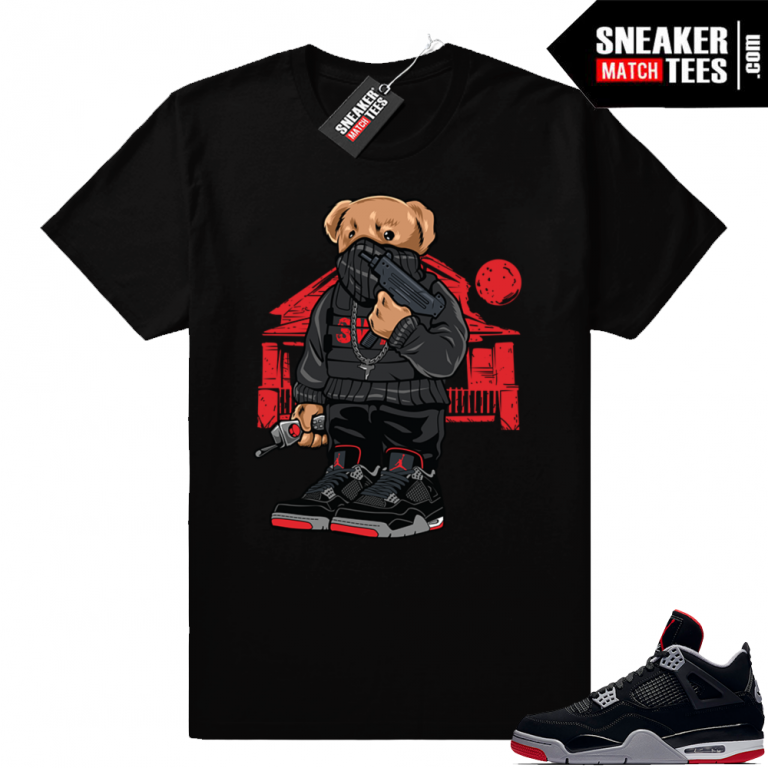 Jordan 4 Bred Trap House Bear tee | Jordan Match Clothing Shop