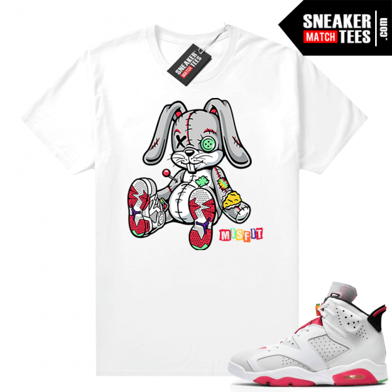Hare 6s Jordan Sneaker tees White Misfit Rabbit | Sneaker Match Tees