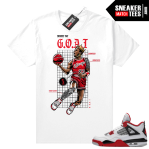 Fire Red 4s Jordan Sneaker Tees Shirts White Goat Blue Print | Jordan 4 ...