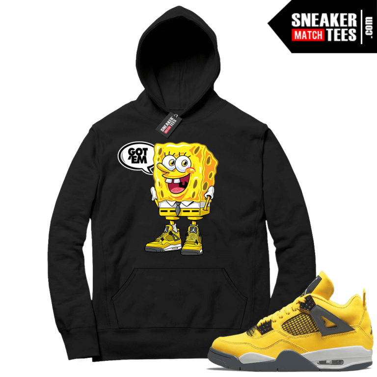 Lightning 4s Hoodies Matching Jordan 4 Black Spongebob got em