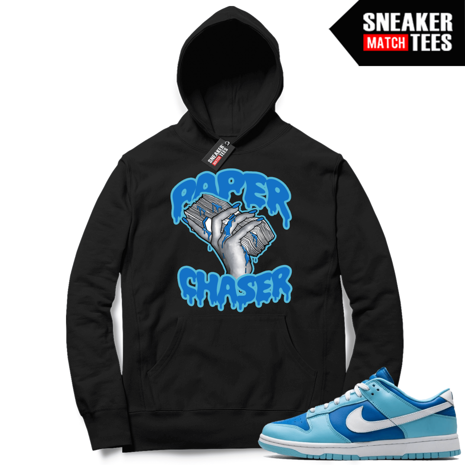 Argon Dunk Low Matching Black Hoodie Paper Chaser | Argon Dunk Low Hoodies