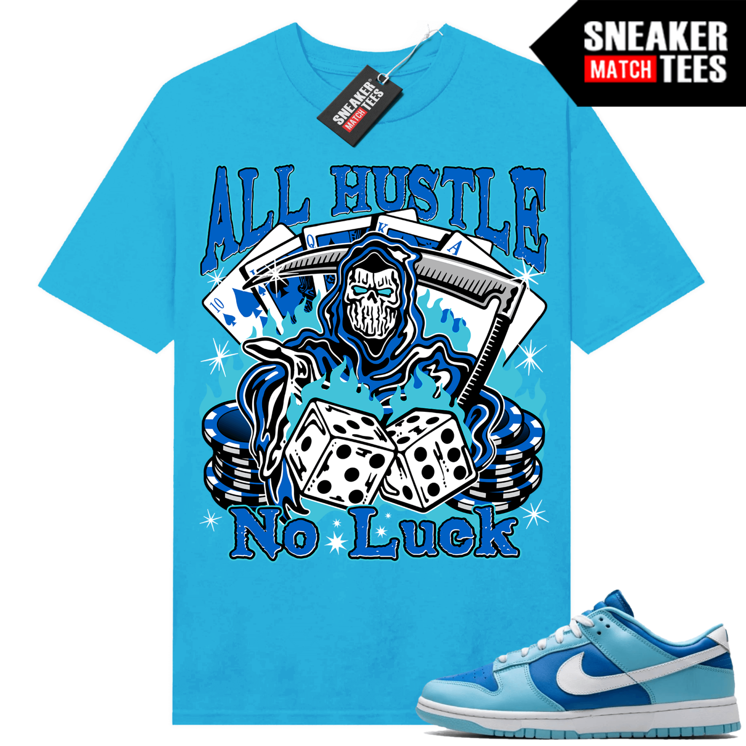 Argon Dunk Low Shirts Sneaker Match Aqua All Hustle No Luck