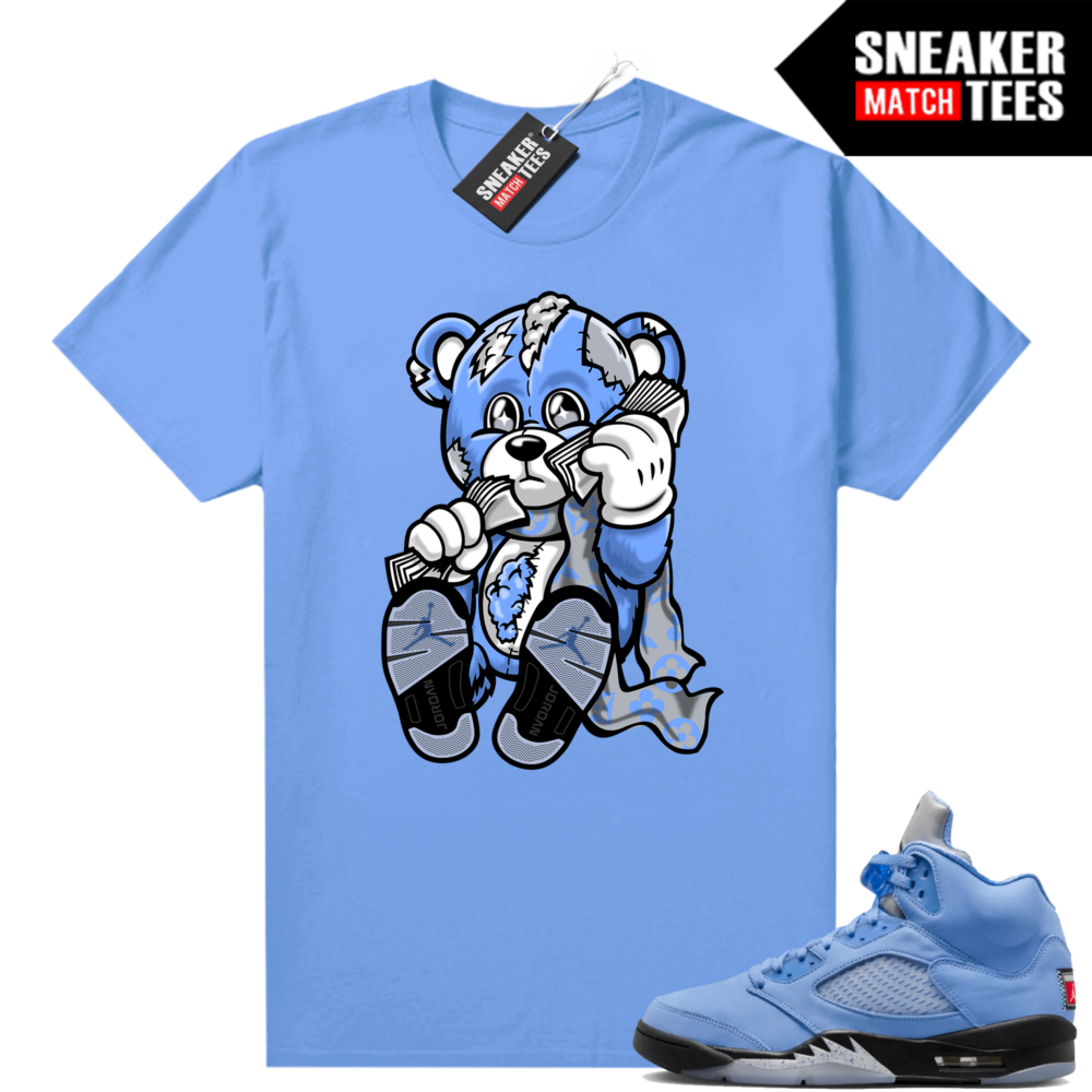 Jordan 5 UNC shirts Sneaker Match University Blue Designer Bear | UNC ...