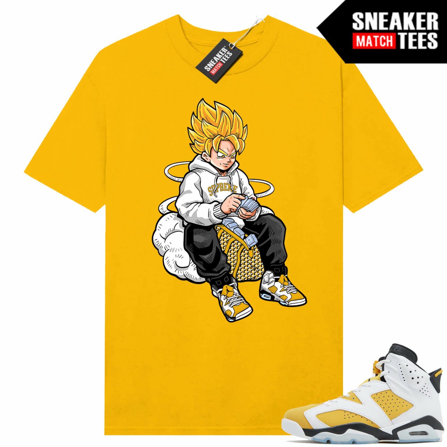 Jordan 6 Yellow Ochre Sneaker Match Tees Yellow Gold Trap Goku