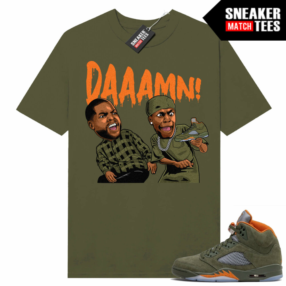 Jordan 5 Olive Green Sneaker Tees Match Olive DAAAMN